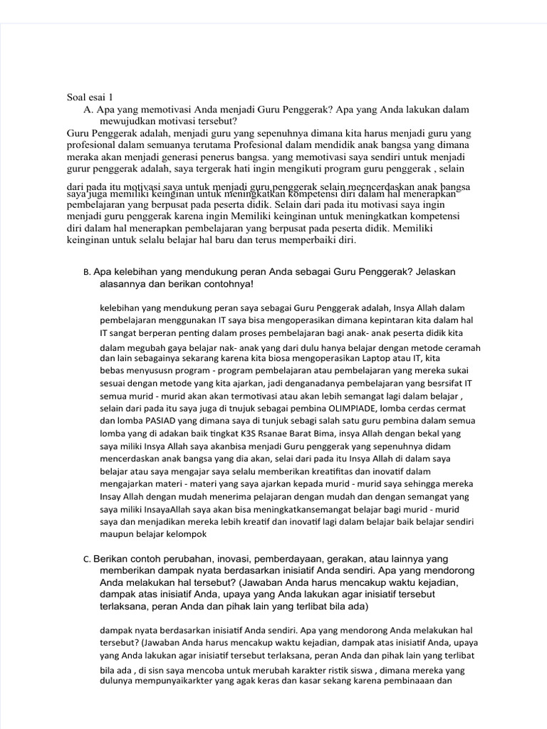 PDF Soal Esai 1 Guru Penggerak Ok - 2 | PDF