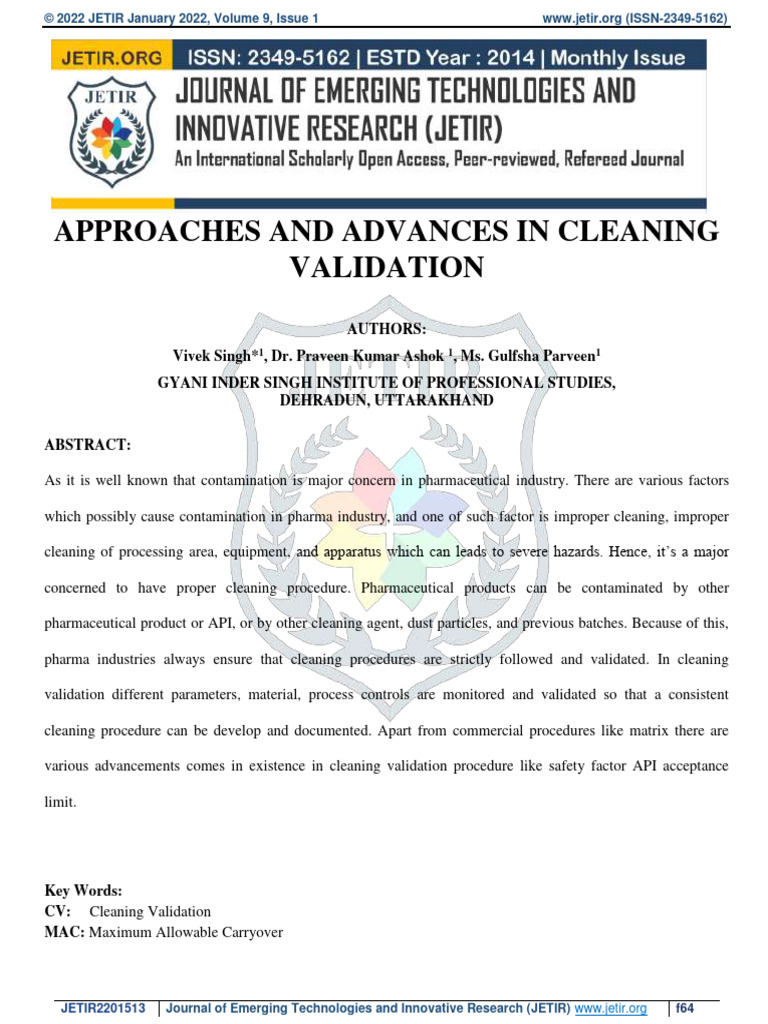 Advances in Cleaning Validation Techniques | PDF | Solubility | Surfactant