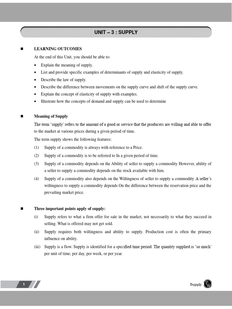 E-Books - Theory of Demand and Supply Unit 03 (Sampurna 2.0 Dec 2023) | PDF | Supply (Economics ...