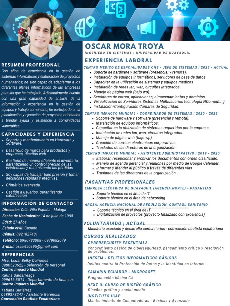 Oscar CV 2023 | PDF | Hardware de la computadora | Servidor (Computación) Oscar CV 2023 | PDF | Hardware de la computadora | Servidor (Computación)