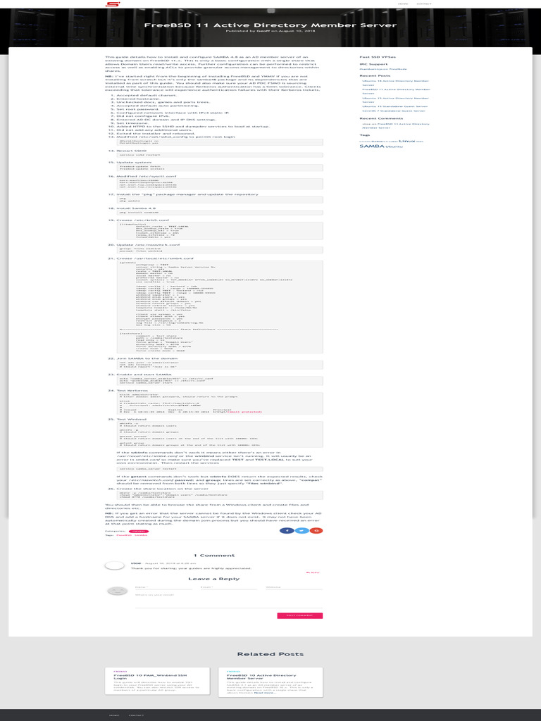 FreeBSD 11 AD Member Server Guide | PDF | Active Directory | Secure Shell
