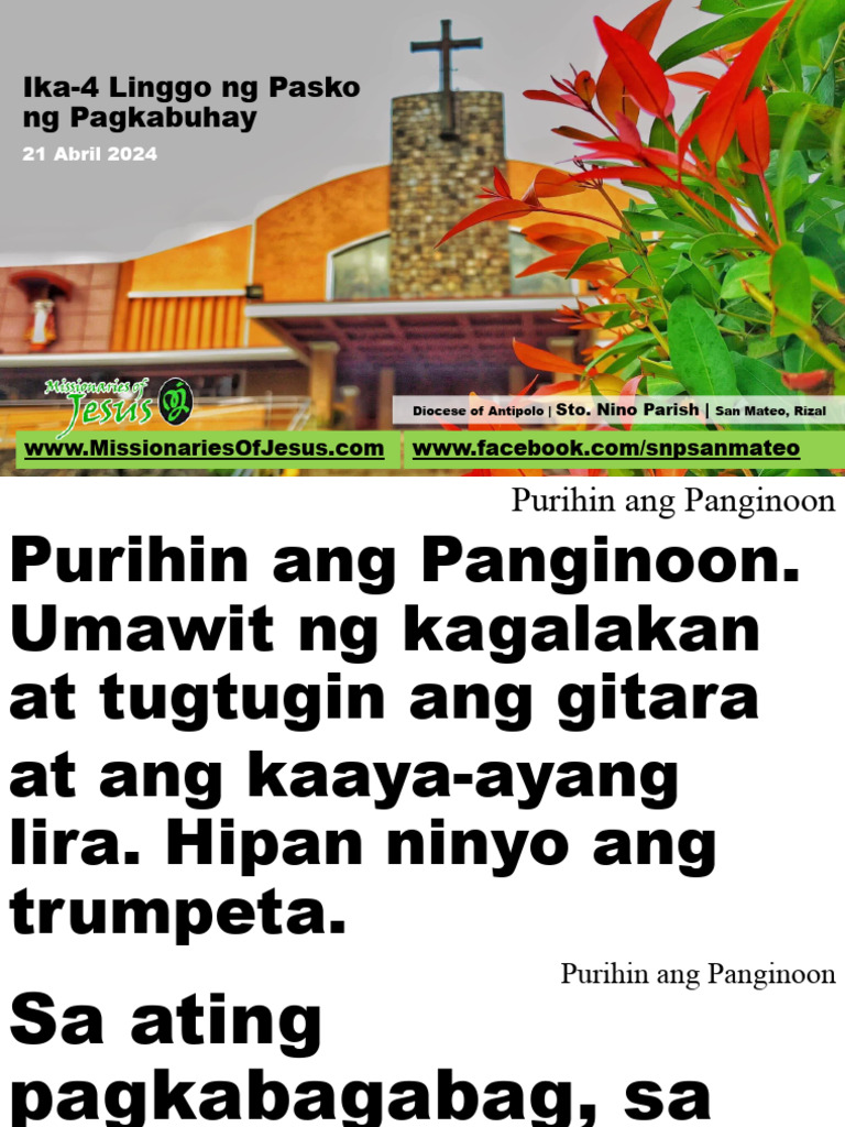 4.21.2024 Ika-4 Linggo NG Pasko NG Pagkabuhay | PDF