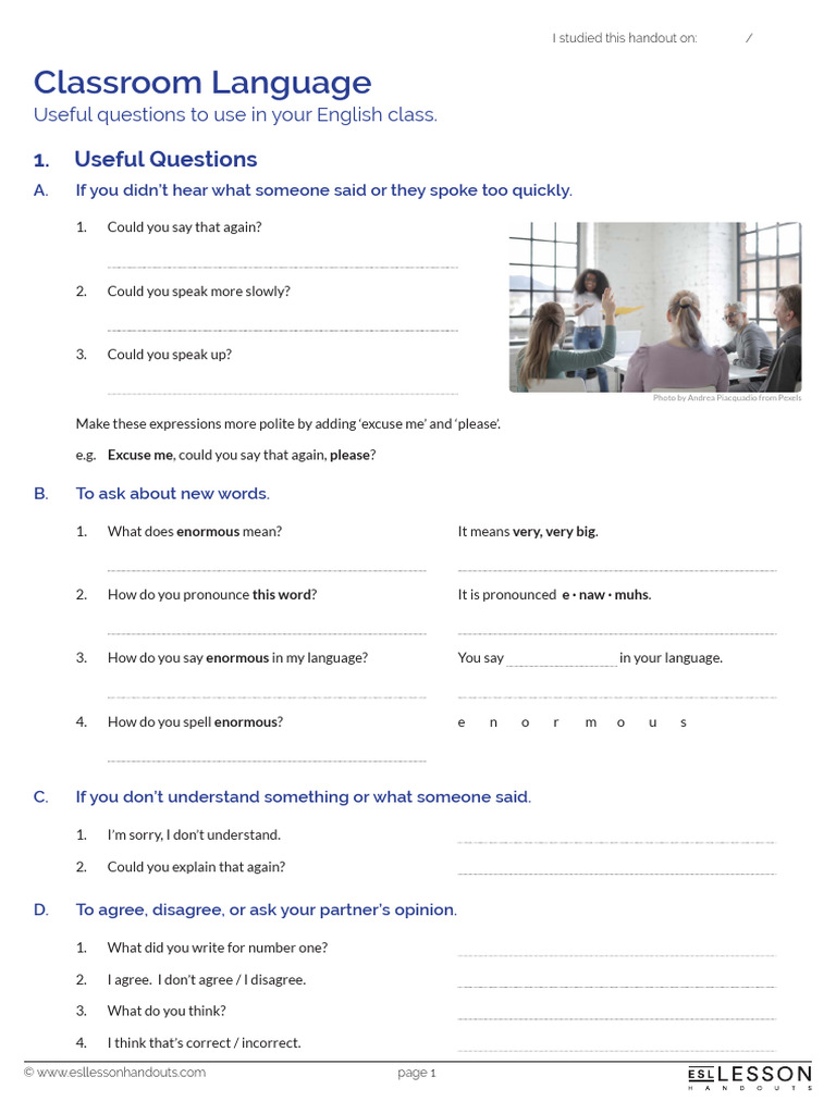 Classroom Language Student | PDF | Linguistics | Human Communication