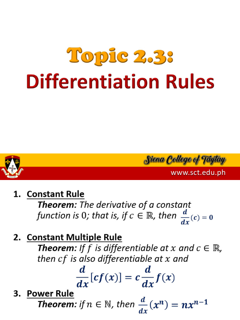 Topic 2.3-Differentiation Rules | Download Free PDF | Derivative | Calculus