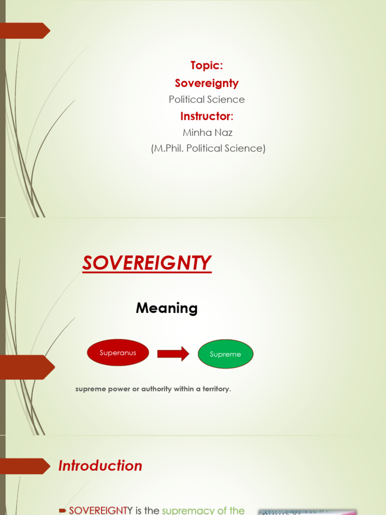Lecture On Sovereignty Final | PDF | Sovereignty | State (Polity)