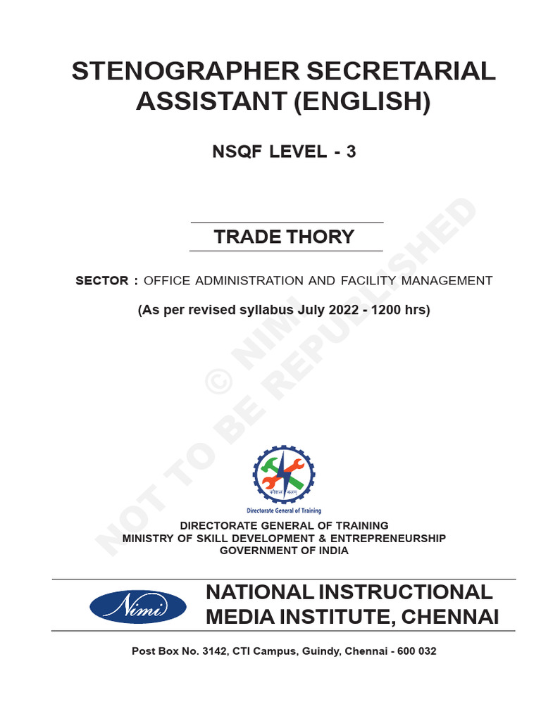 Stenographer Secretarial Assistant - TT - English - (2022) | PDF ...