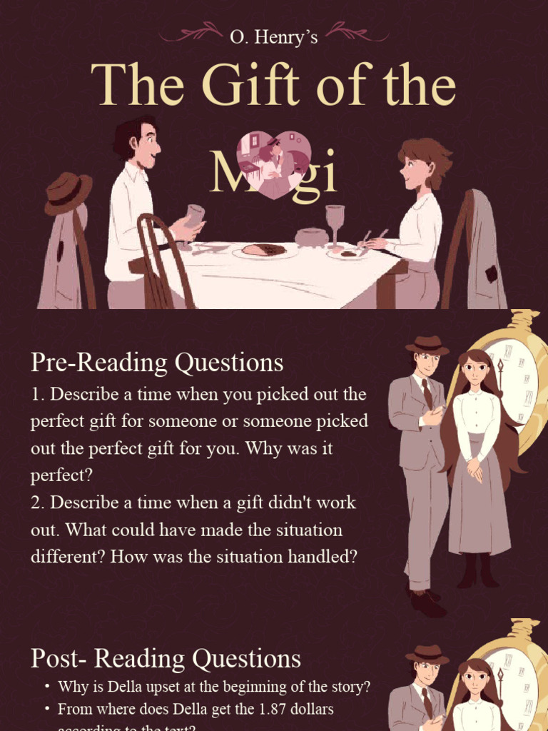 The Gift of The Magi Educational Presentation in Dark Brown and Red ...