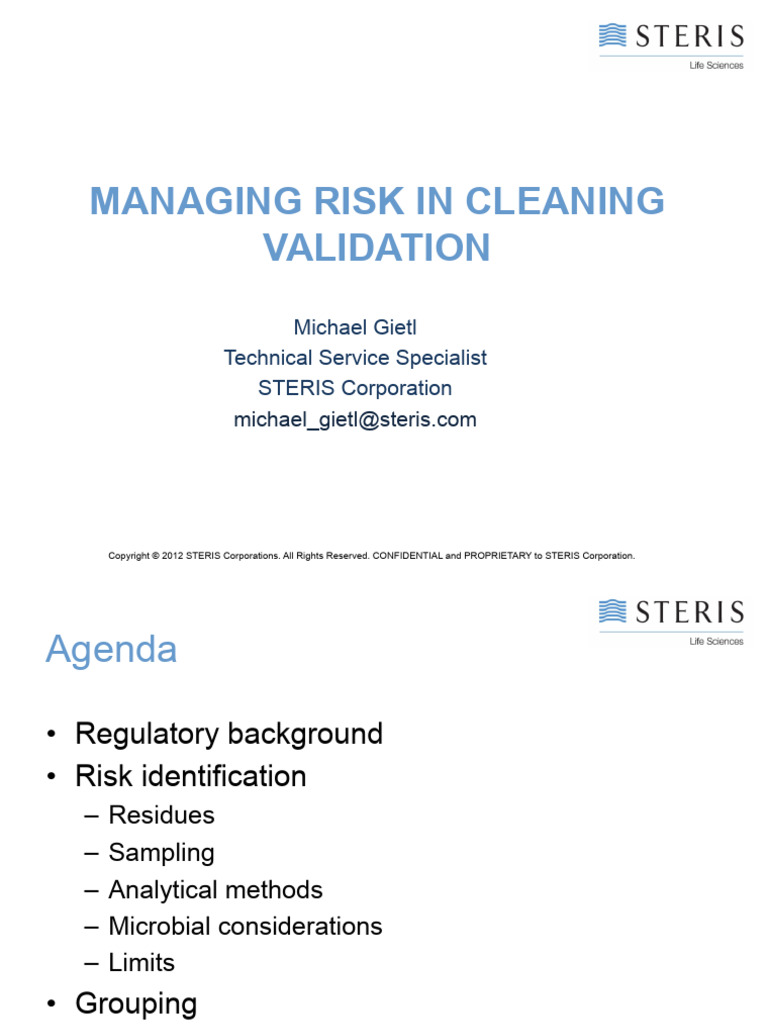 Managing Risk in Cleaning Validation | PDF | Dose (Biochemistry ...