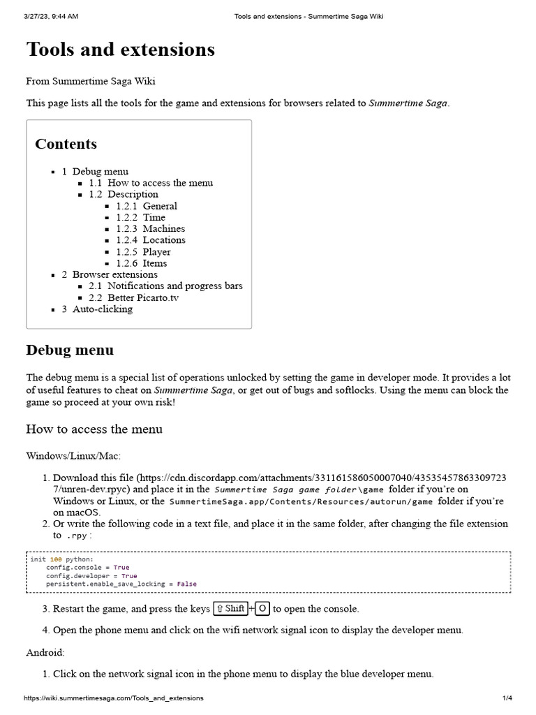 Tools and Extensions - Summertime Saga Wiki | PDF | Command Line ...