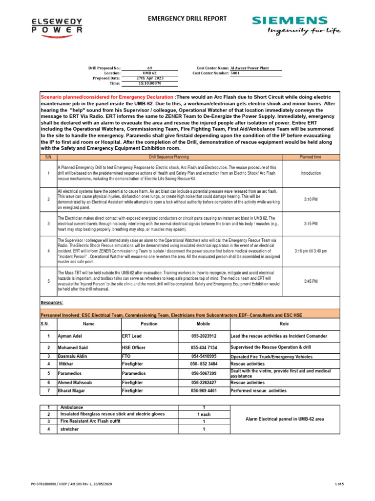 Emergency Drill (Electrocution) April 2023 (HSEM Reviewed) | PDF | Ambulance | Electrician