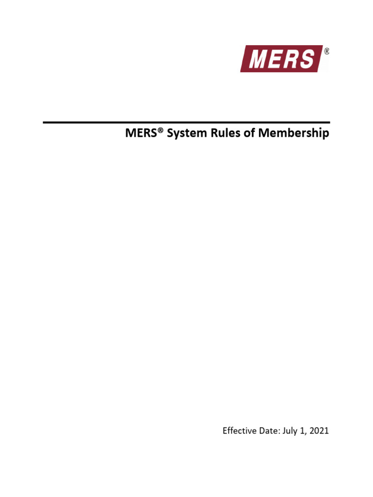 MERS System Rules of Membership | PDF | Mortgage Law | Personal Finance