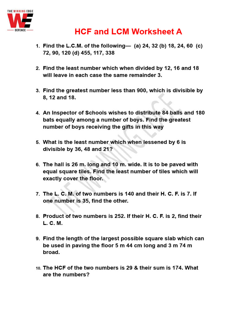 (A) HCF and LCM | PDF