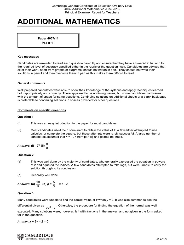 Additional Mathematics | Download Free PDF | Quadratic Equation ...