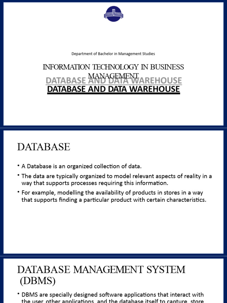 SYBMS - IT in Business Mangement - 2 (Module 03) | PDF | Data Warehouse | Databases