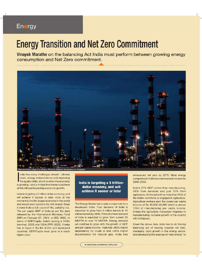 Energy Transition and Net Zero Commitment - Challenges | PDF