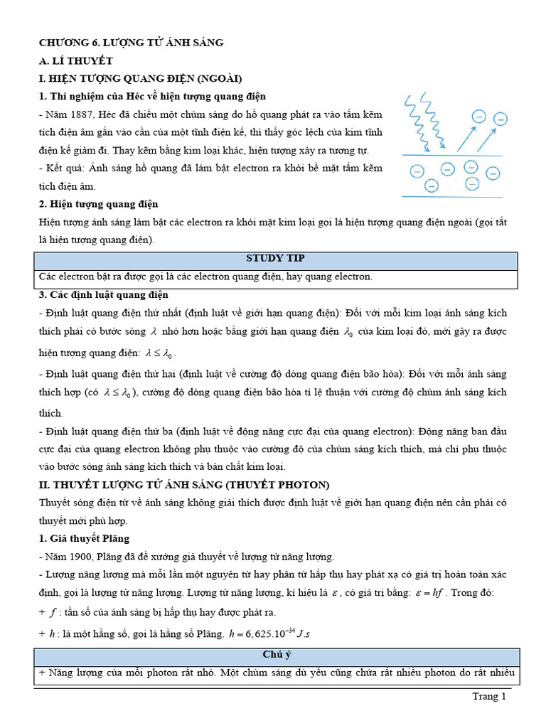 Cac Dang Bai Tap Chuyen de Luong Tu Anh Sang | PDF