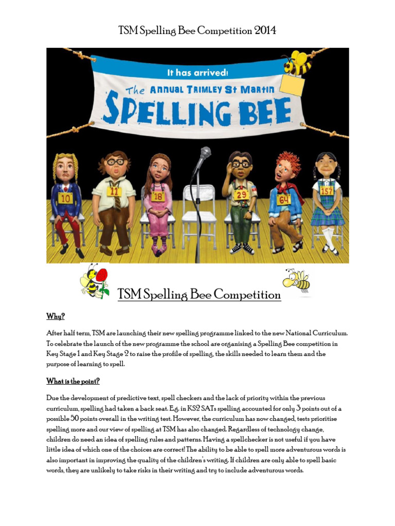 TSM - Spelling - Bee - Year 3 - Year 7 | PDF | Spelling