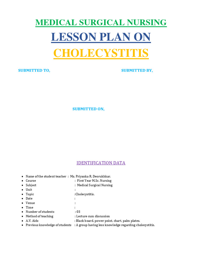 Lesson Plan | PDF | Gallbladder | Medical Specialties