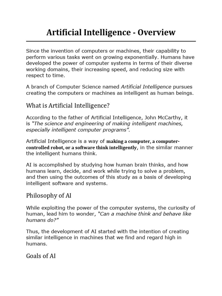 AI Overview | PDF | Artificial Intelligence | Intelligence (AI) & Semantics