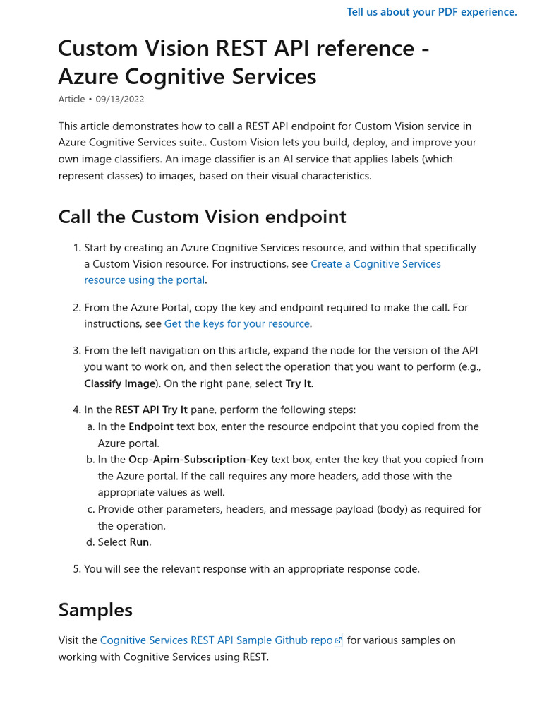 Rest Api Azure Rest Customvision Prediction v3.1 | PDF | Uniform ... Rest Api Azure Rest Customvision Prediction v3.1 | PDF | Uniform ...