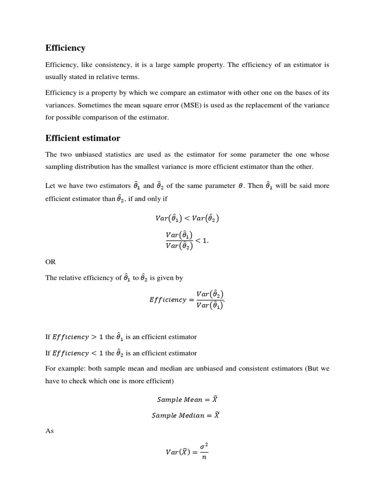 Efficiency Definition | PDF | Estimator | Mean Squared Error