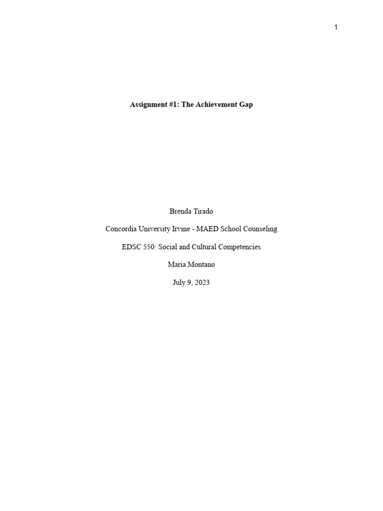 550 Assignment 1 The Achievement Gap | PDF | Advanced Placement | Learning