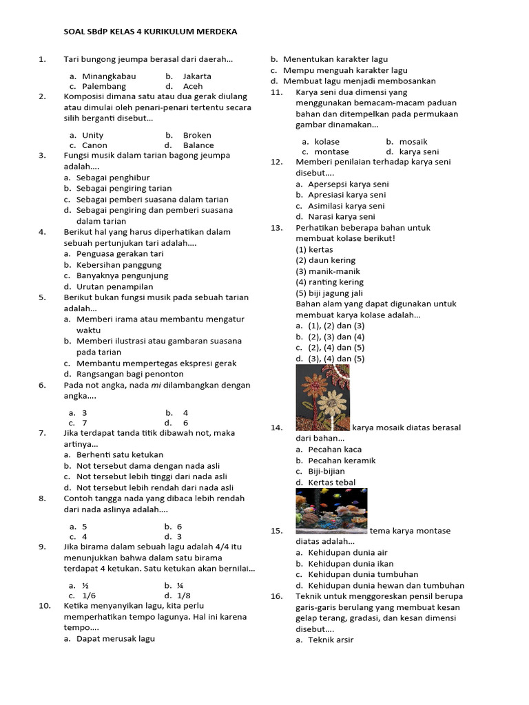 PAS SBDP KELAS 4 KUKA S-1 | PDF