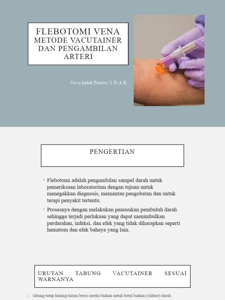 Bahan Ajar Flebotomi Vacum Dan Arteri | PDF