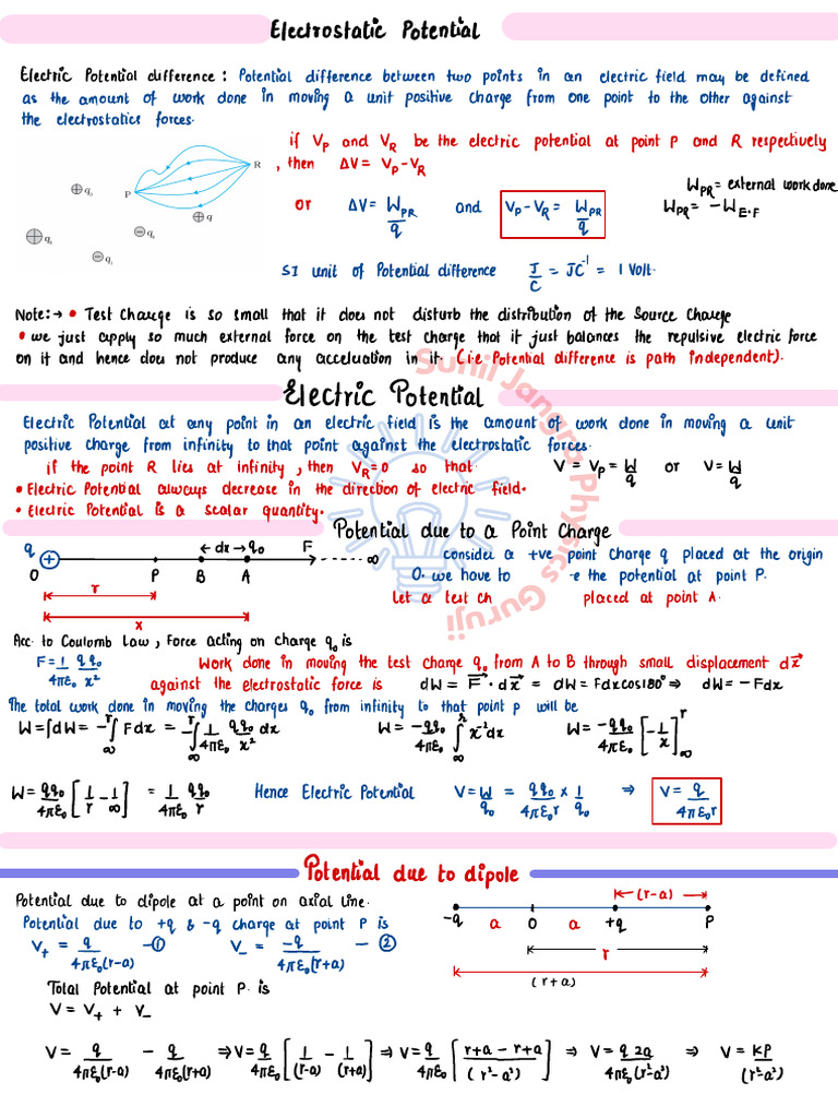 Potential Notes | PDF | Electrostatics | Electricity