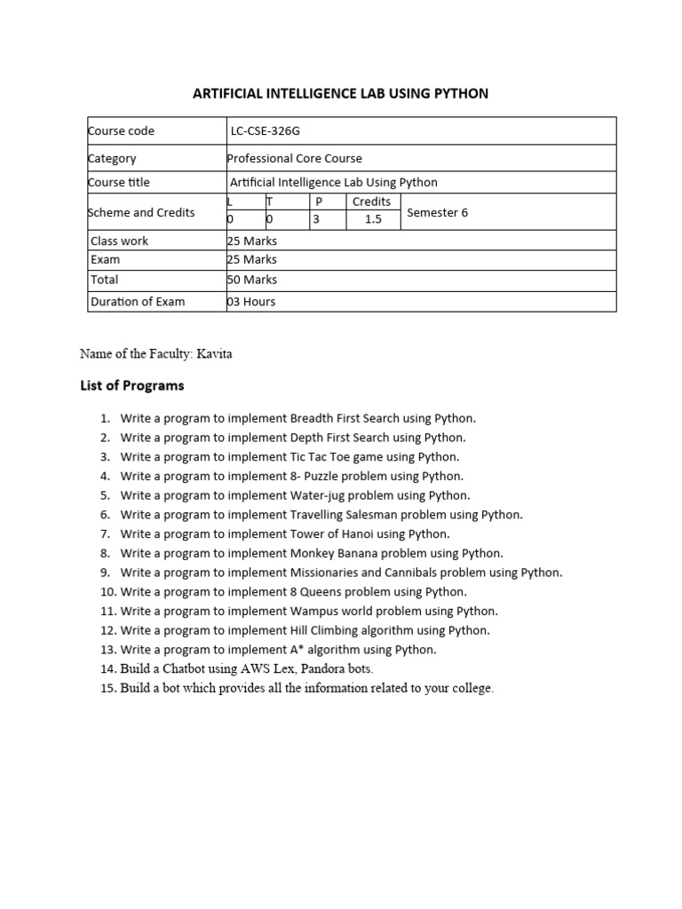 AI Lab Python Course Projects | PDF