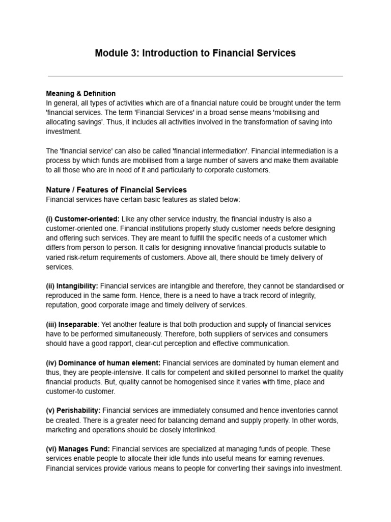 Introduction To Financial Services PDF | PDF | Loans | Mortgages