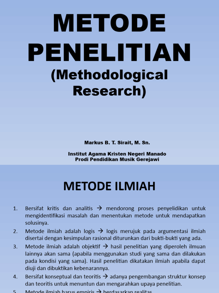METODE PENELITIAN (Methodological Research) FINAL | PDF