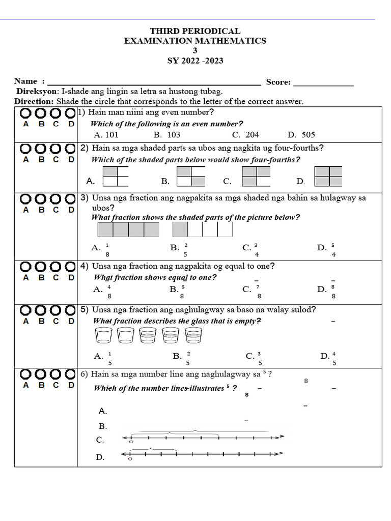 Quarterly Test - Q3 Mathematics 3 | PDF