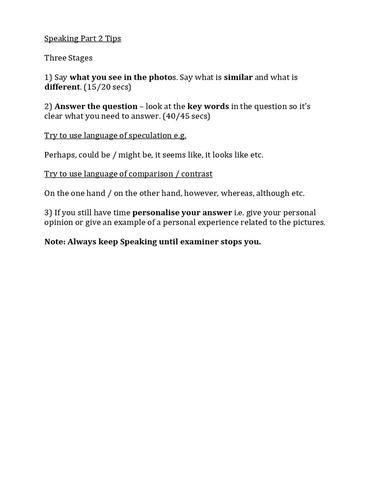 Speaking Part 2 Tips | PDF