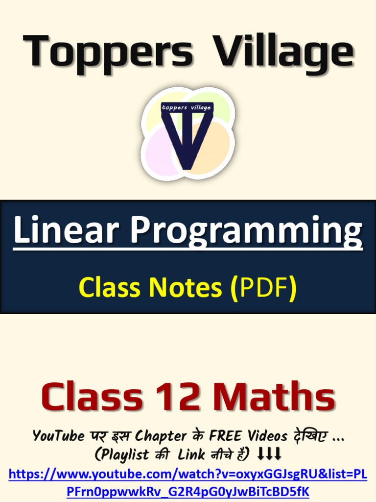 Class Notes PDF Chapter 12 Linear Programming Class 12 Maths Toppers ...