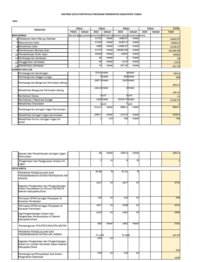 Matriks Data Portofolio Pemkab Tuban-1 | PDF