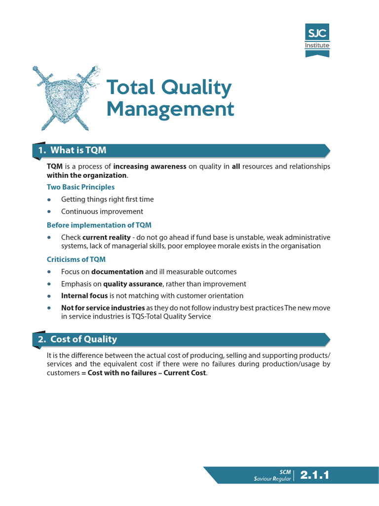 Total Quality Management (Without Solution) | PDF | Quality Management ...