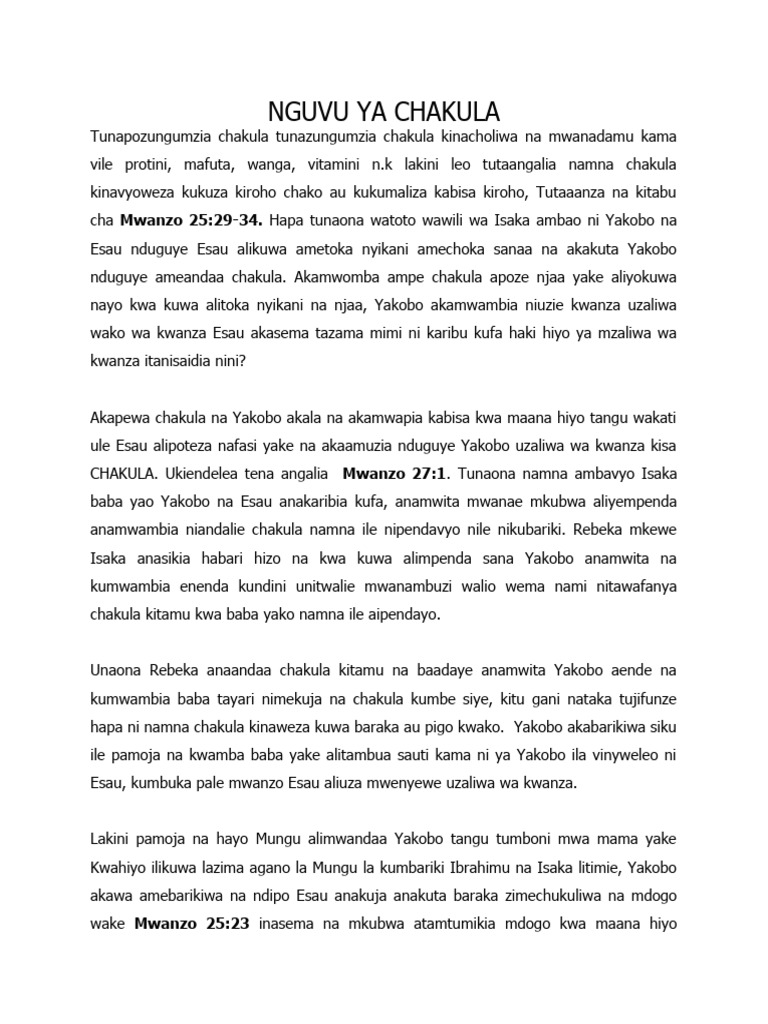 Nguvu Ya Chakula | PDF