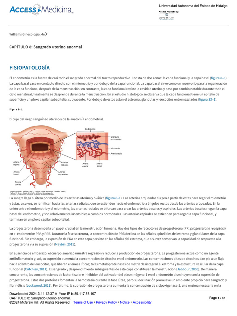 CAPÍTULO 8 - Sangrado Uterino Anormal | PDF | Hemostasia | Menstruación