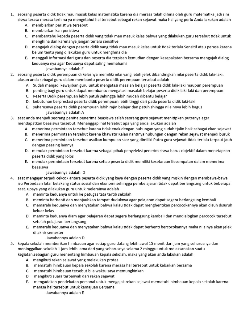 Seorang Peserta Didik Tidak Mau Masuk Kelas Matematika Karena Dia Merasa Telah Dihina Oleh Guru ...