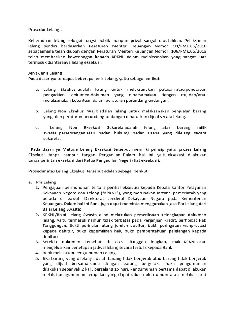 Prosedur Lelang | PDF
