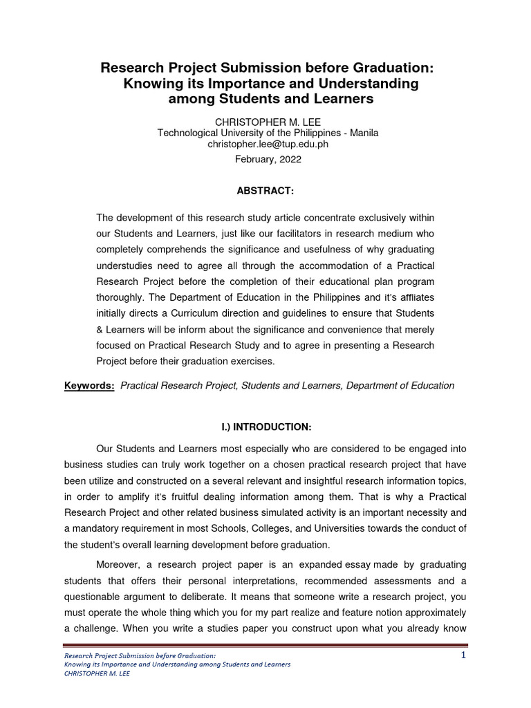 Research Project Submission Before Graduation: Knowing Its Importance ...