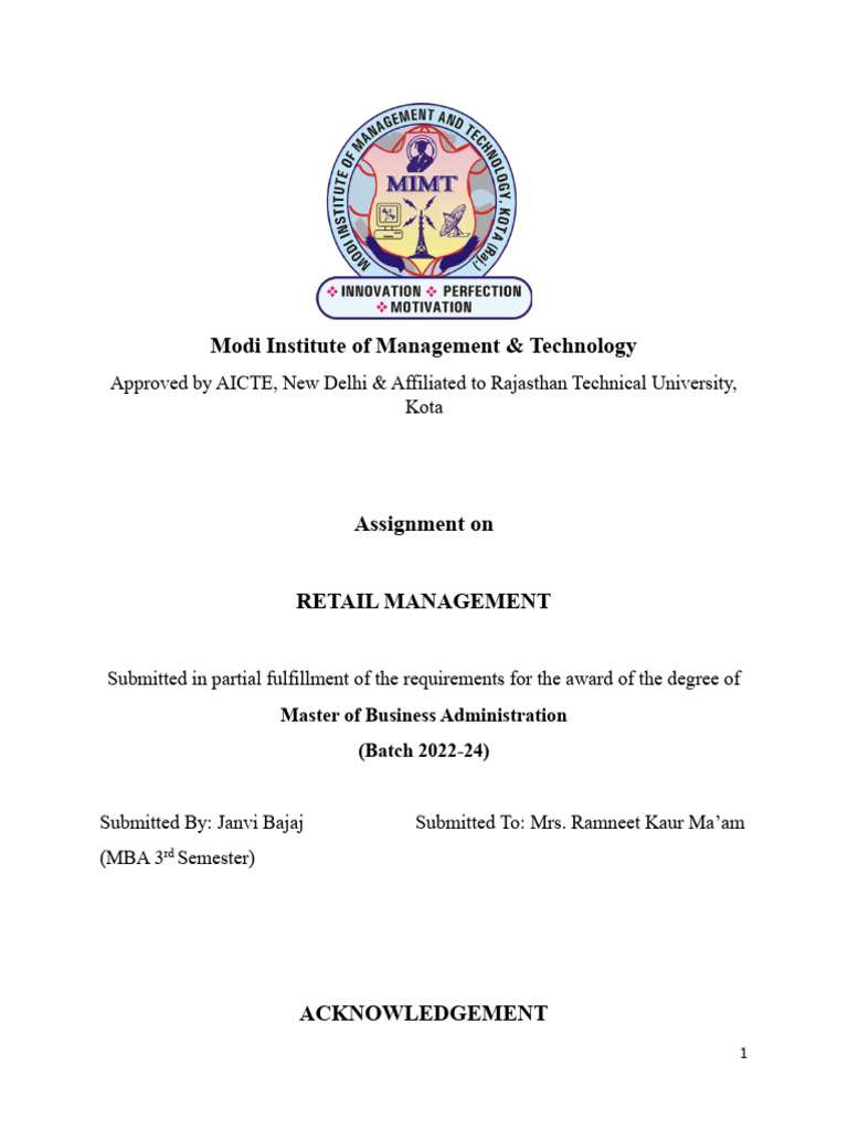 Major 2 (Retail Management) | PDF | Retail | Grocery Store