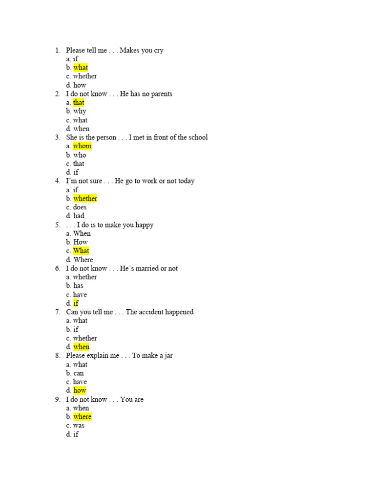 Noun Clause Exercises and Answers | PDF