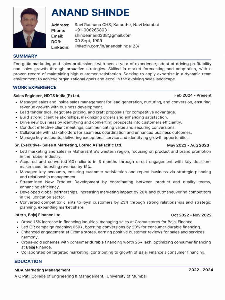 Anand Shinde - CV | PDF