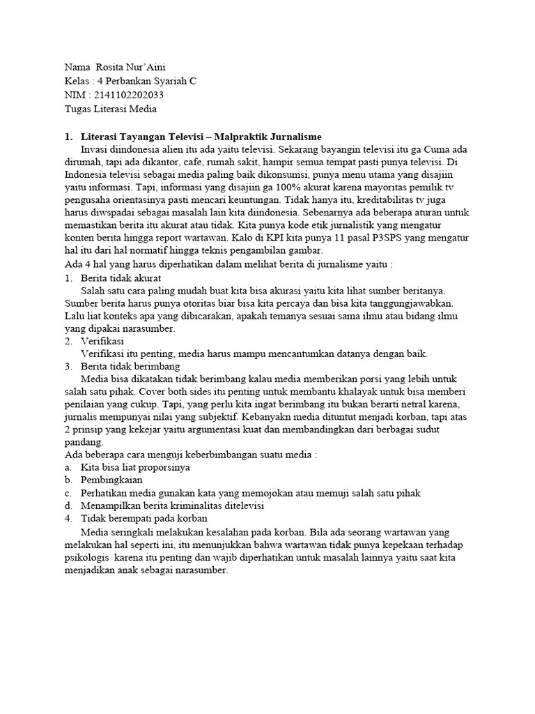 Rosita Nur'Aini - Tugas Literasi Media | PDF
