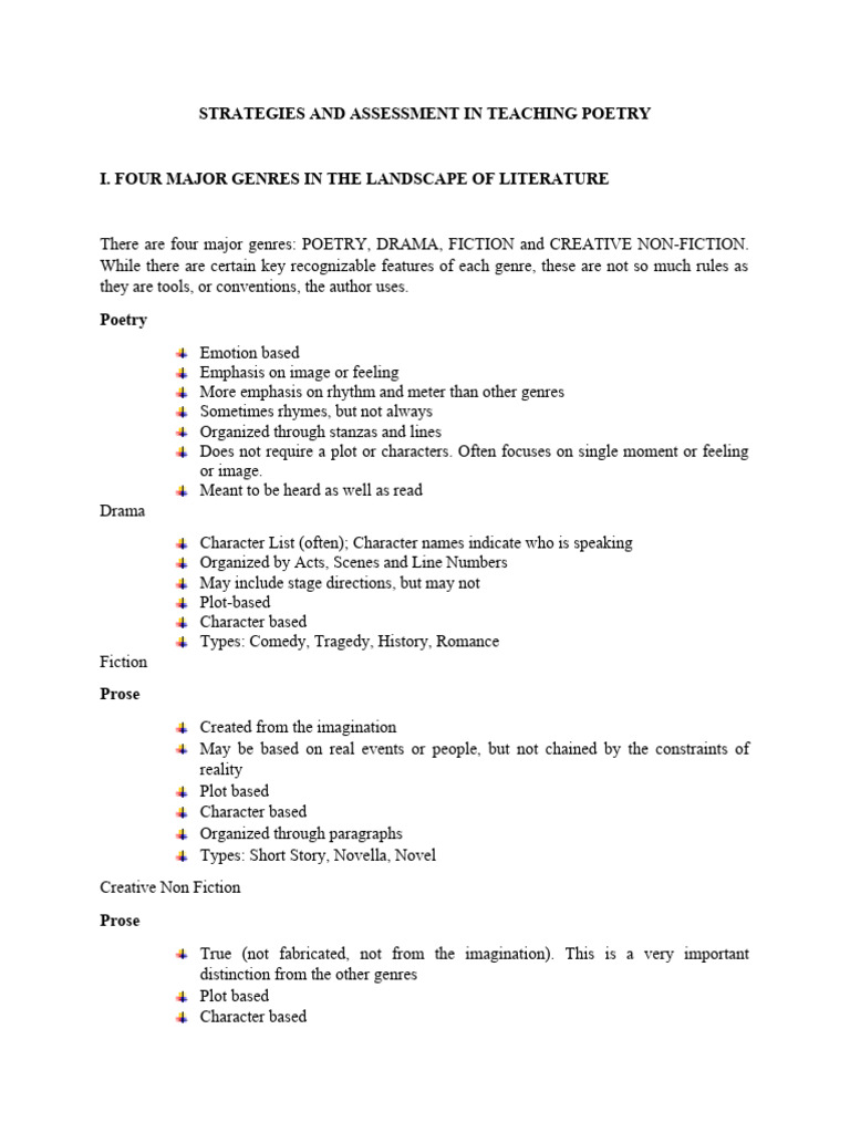 Strategies and Assessment in Teaching Poetry | PDF | Poetry | Genre