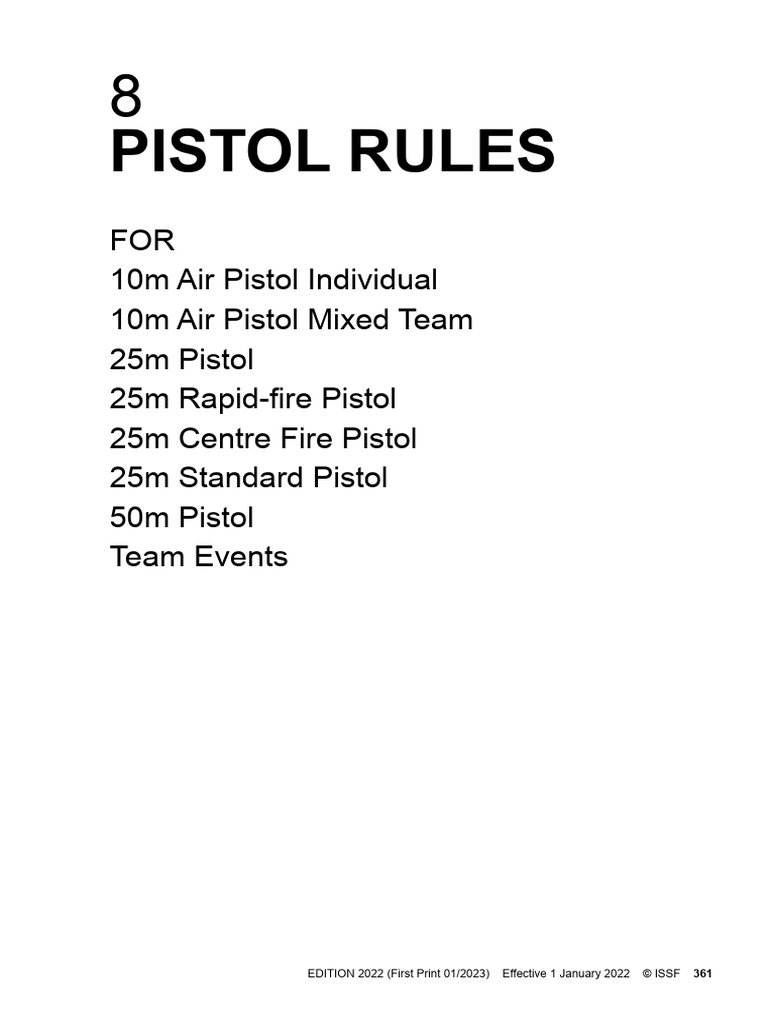 Pistol Shooting Rules 2022 | PDF | Caliber | Trigger (Firearms)