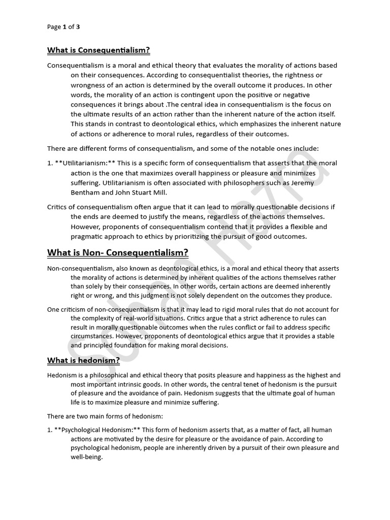 What Is Consequentialism | PDF | Hedonism | Utilitarianism