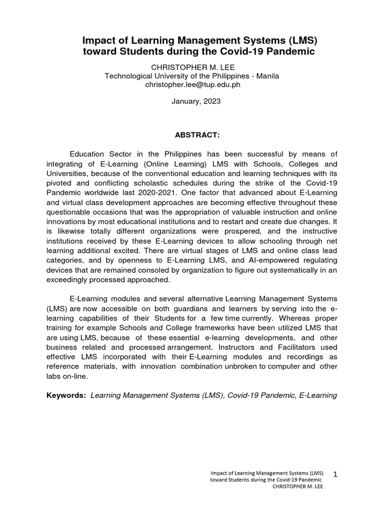 Impact of Learning Management System (LMS) Toward Students During The ...
